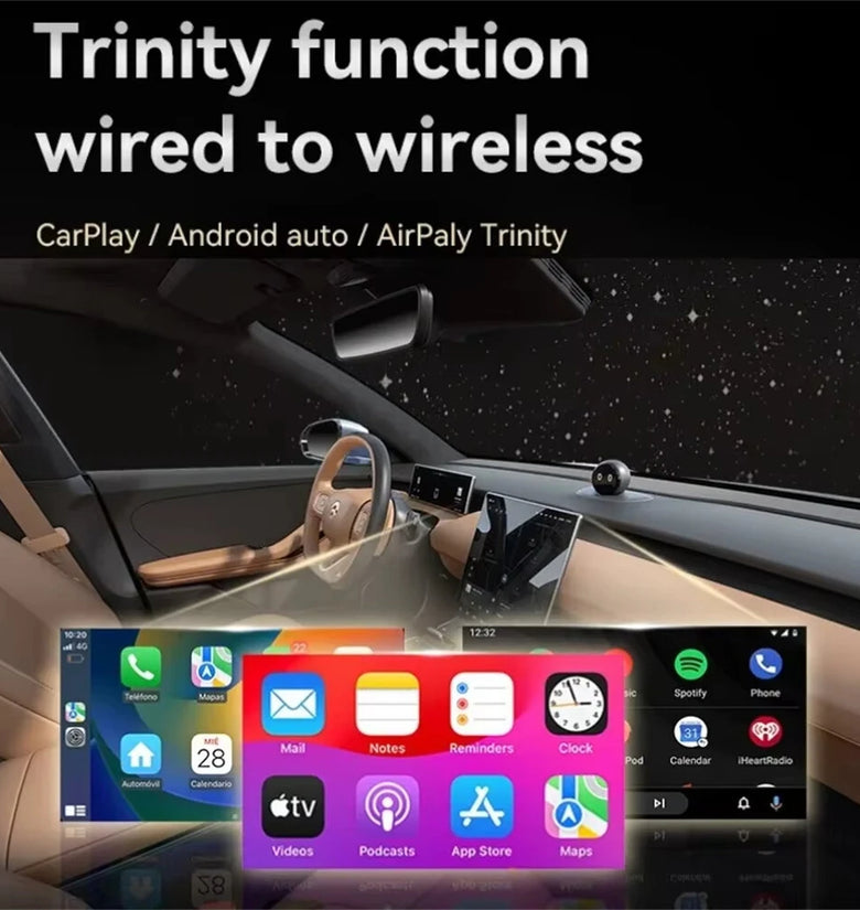 LAESD Q1AQ 3in1 Wireless CarPlay Android Auto Adapter MirrorLink / Air ...