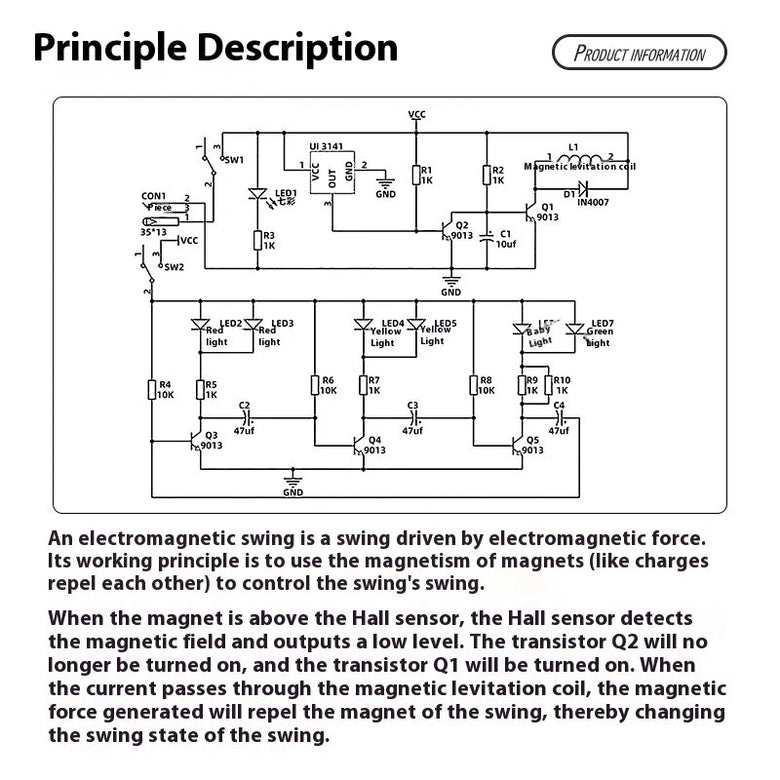 Electromagnetic Swing Kit Leaf Edition DIY Electronic Kit DC 5V LED Fl ...
