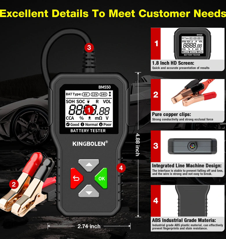 Kingbolen BM550 Car Electric Vehicle 6V 12V 24V Multi-Function Intelli ...