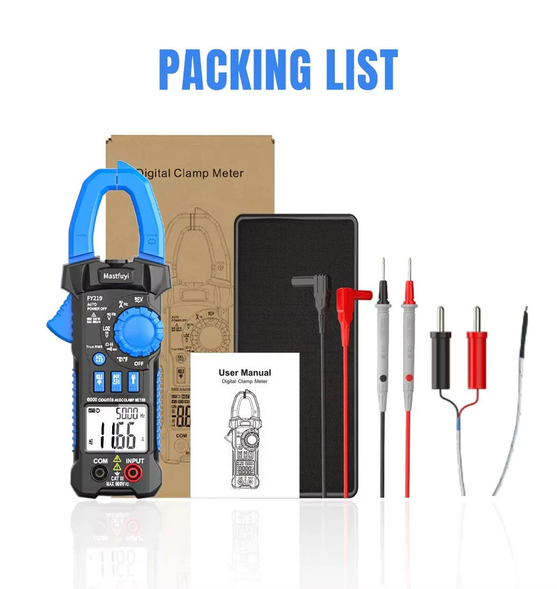 FUYI FY219 Digital Clamp Meter True RMS Multimeter 600A AC DC Current ...