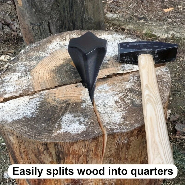 Manual Splitting Wedge Steel Diamond Shape 4 Way Log Splitter High Str ...