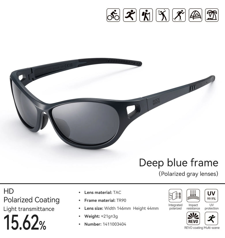 ROCKBROS Polarized Sports Sunglasses for Men Women UV400 Protection Fa ...