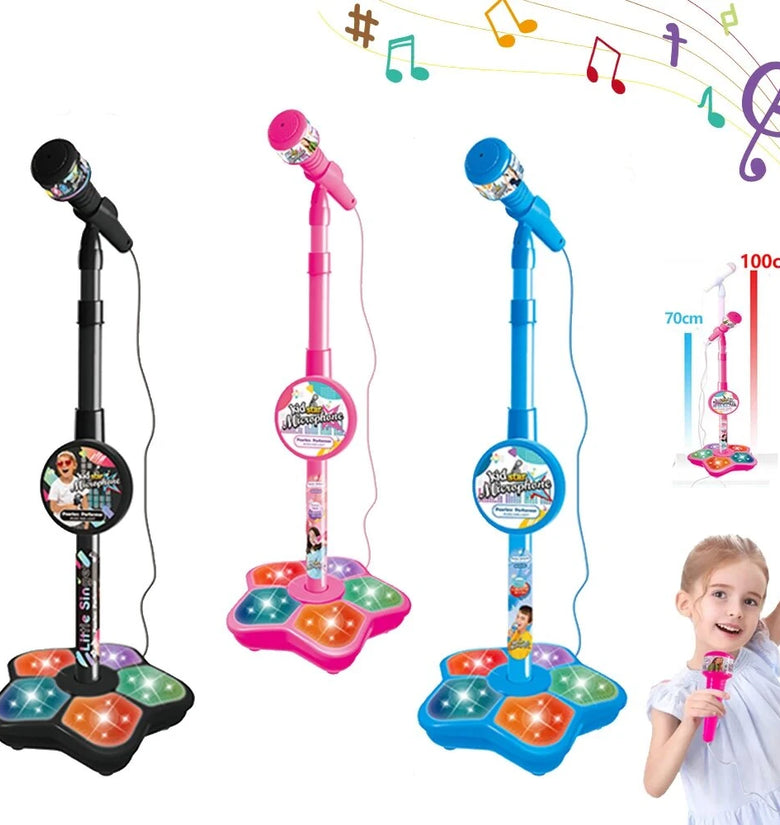 Super Cool 5-light Microphone with Stand Karaoke Songs Musical Instrum ...