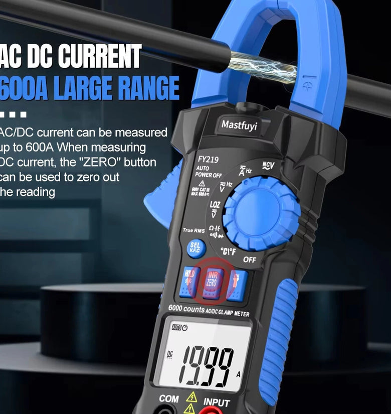 FUYI FY219 Digital Clamp Meter True RMS Multimeter 600A AC DC Current ...